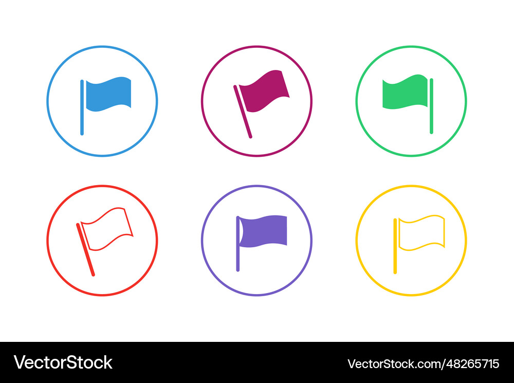 Colorful wavy flag icon set Royalty Free Vector Image