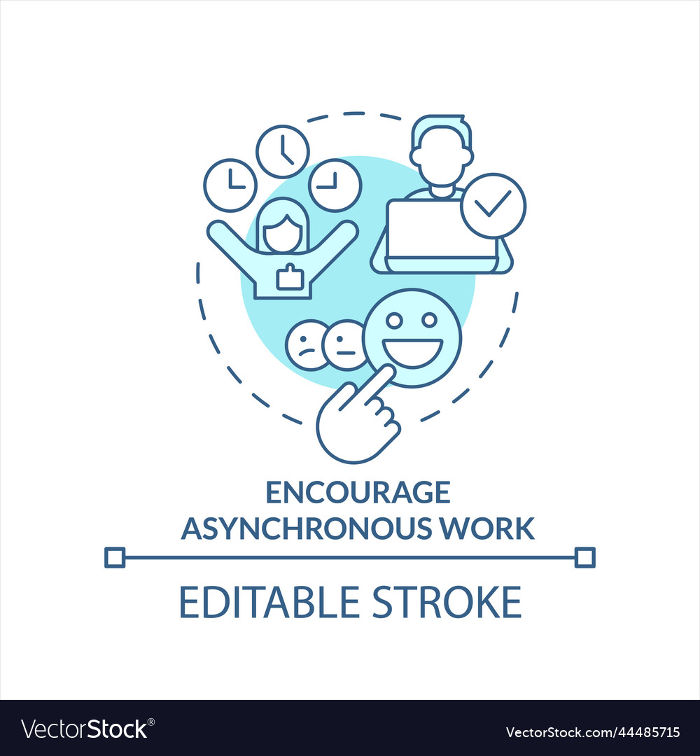 Encourage asynchronous work turquoise concept icon