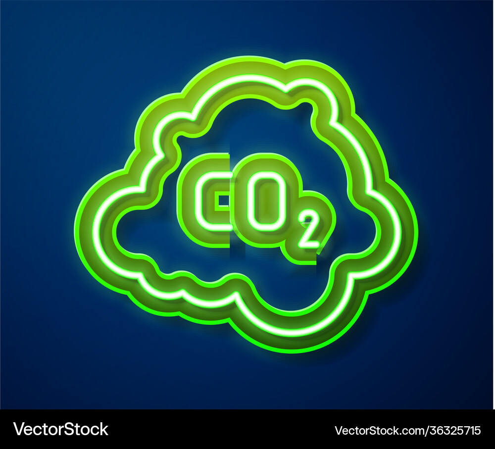 Glowing neon line co2 emissions in cloud icon Vector Image
