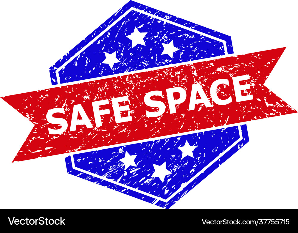 Hexagonal bicolor safe space rubber stamp Vector Image