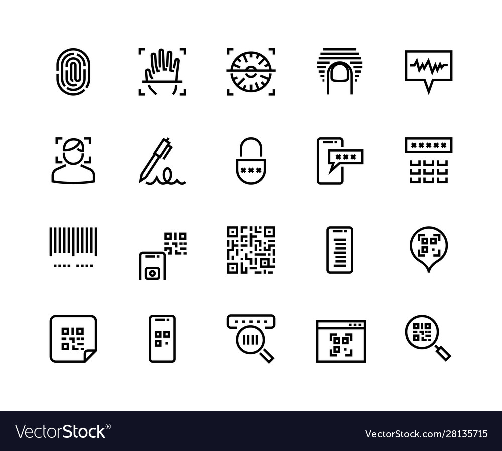 Identification line icons biometric sensor face Vector Image Identification line icons biometric sensor face Vector Image