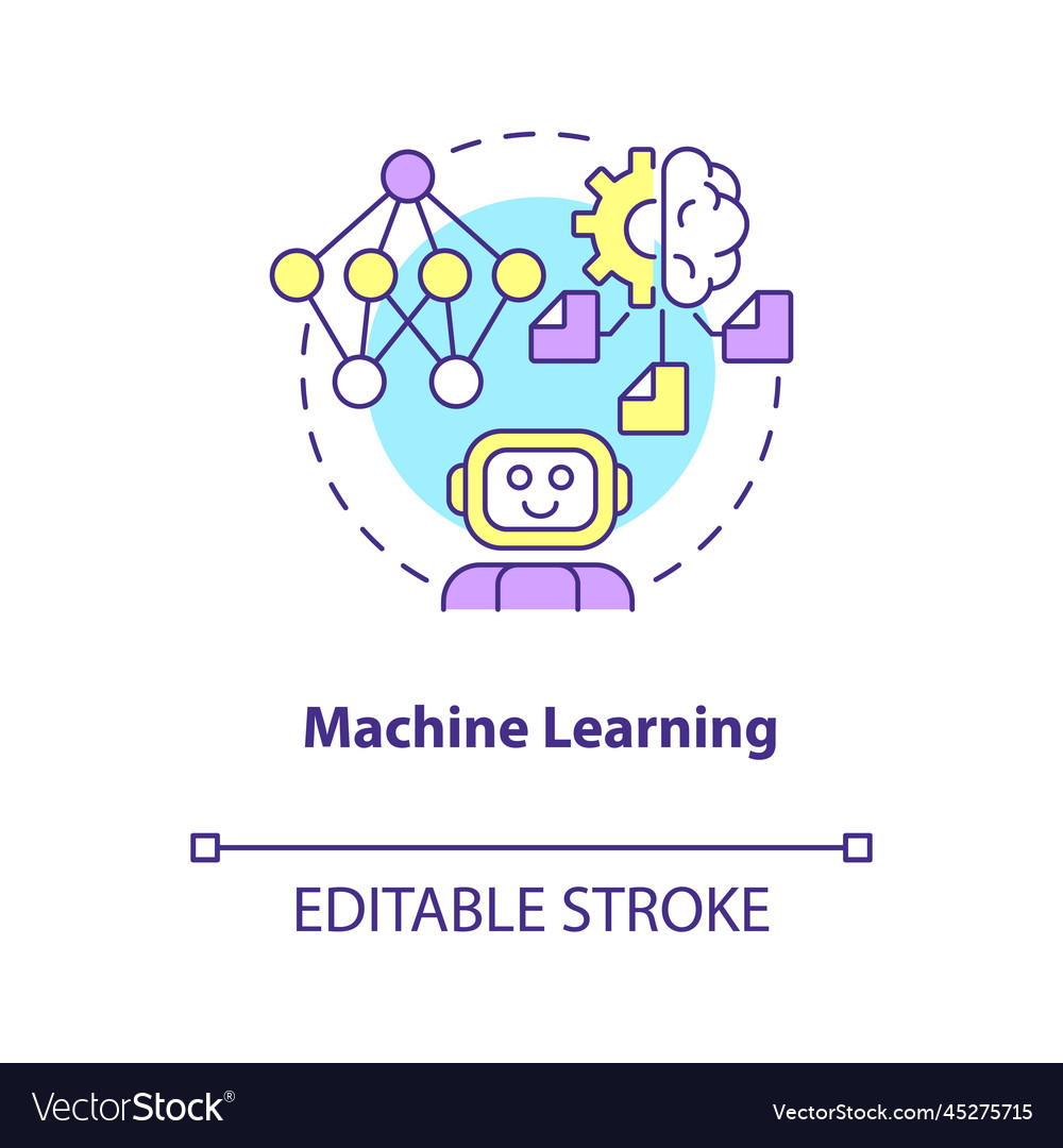Machine learning concept icon Royalty Free Vector Image Machine learning concept icon Royalty Free Vector Image