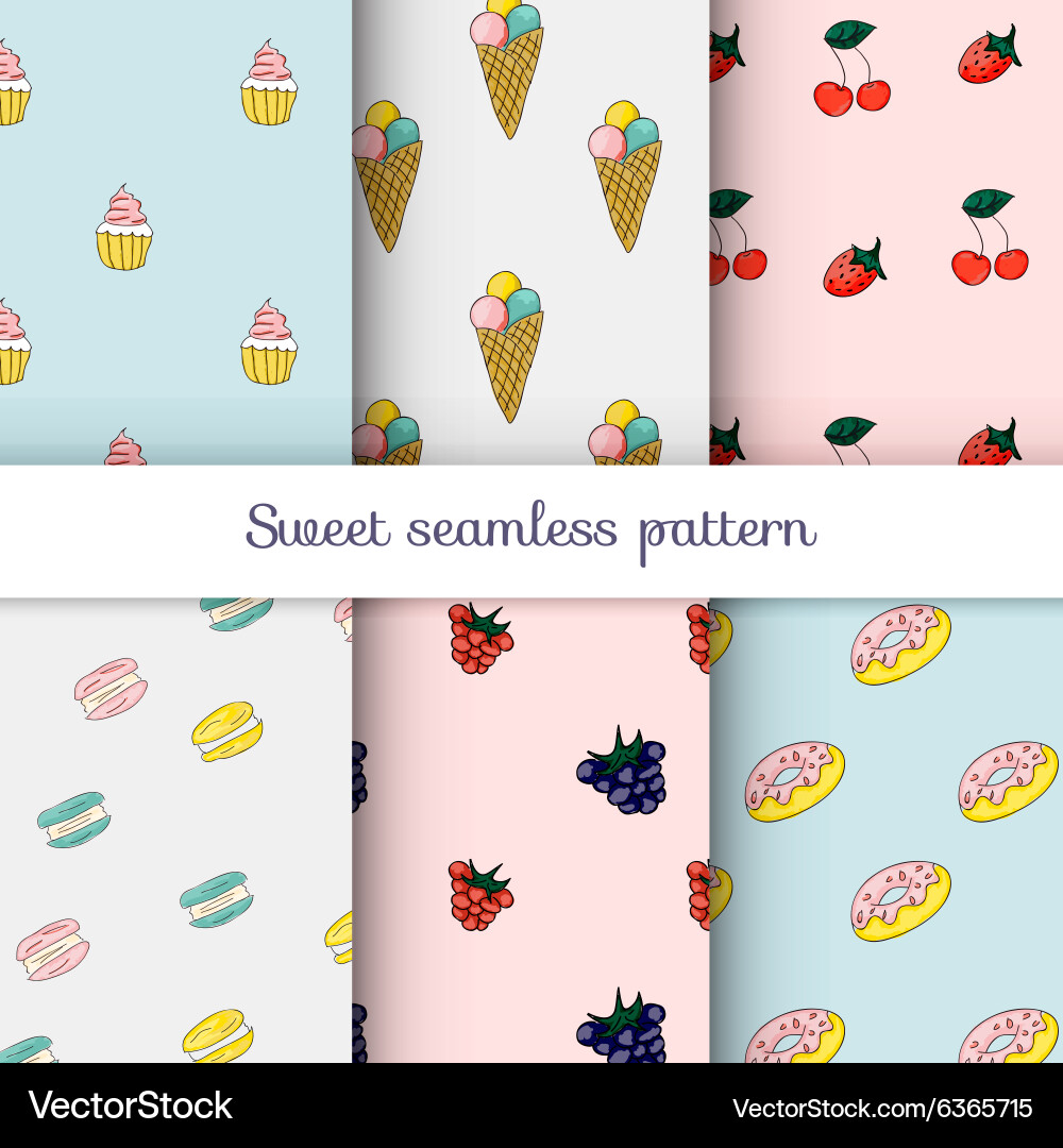 Set of sweet patterns collection seamless Vector Image
