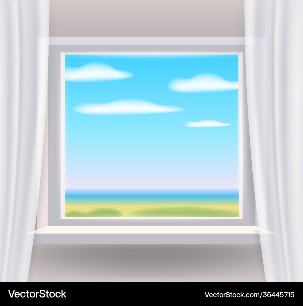 Window view on landscape spring interior Vector Image