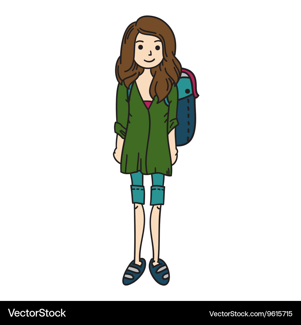 Woman with a rucksack Royalty Free Vector Image