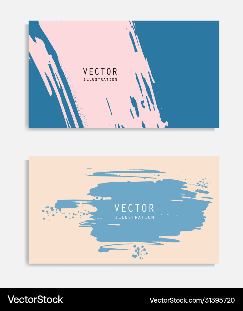 Abstract ink brush banners set with grunge effect Vector Image