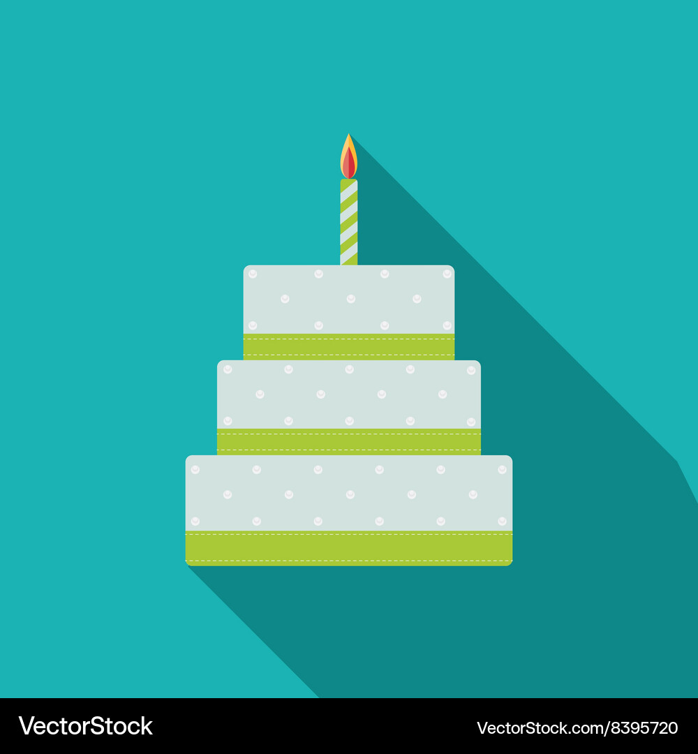 Birthday cake flat icon for your design Royalty Free Vector