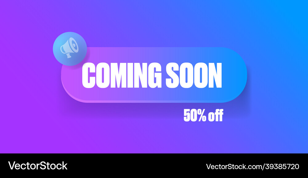 Coming soon banner or button on purple modern Vector Image