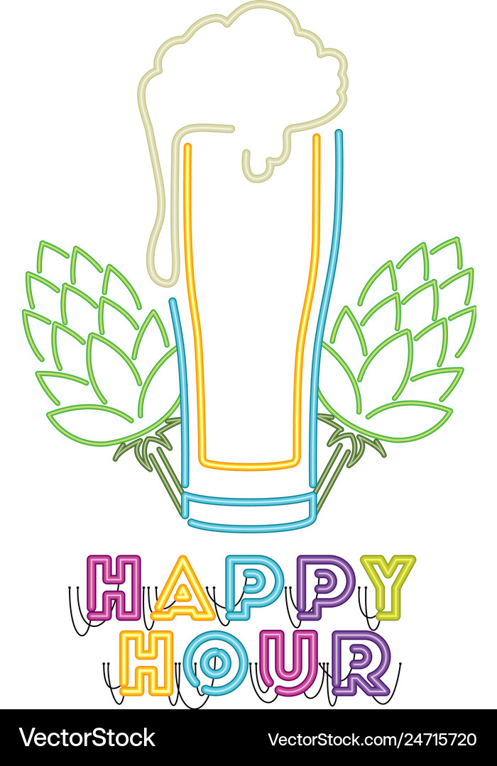 Glass with beer in neon light icon Royalty Free Vector Image