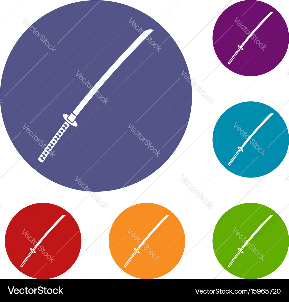 Japanese katana icons set Royalty Free Vector Image