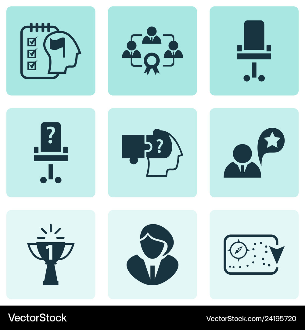 Job icons set with effective teamwork self Vector Image