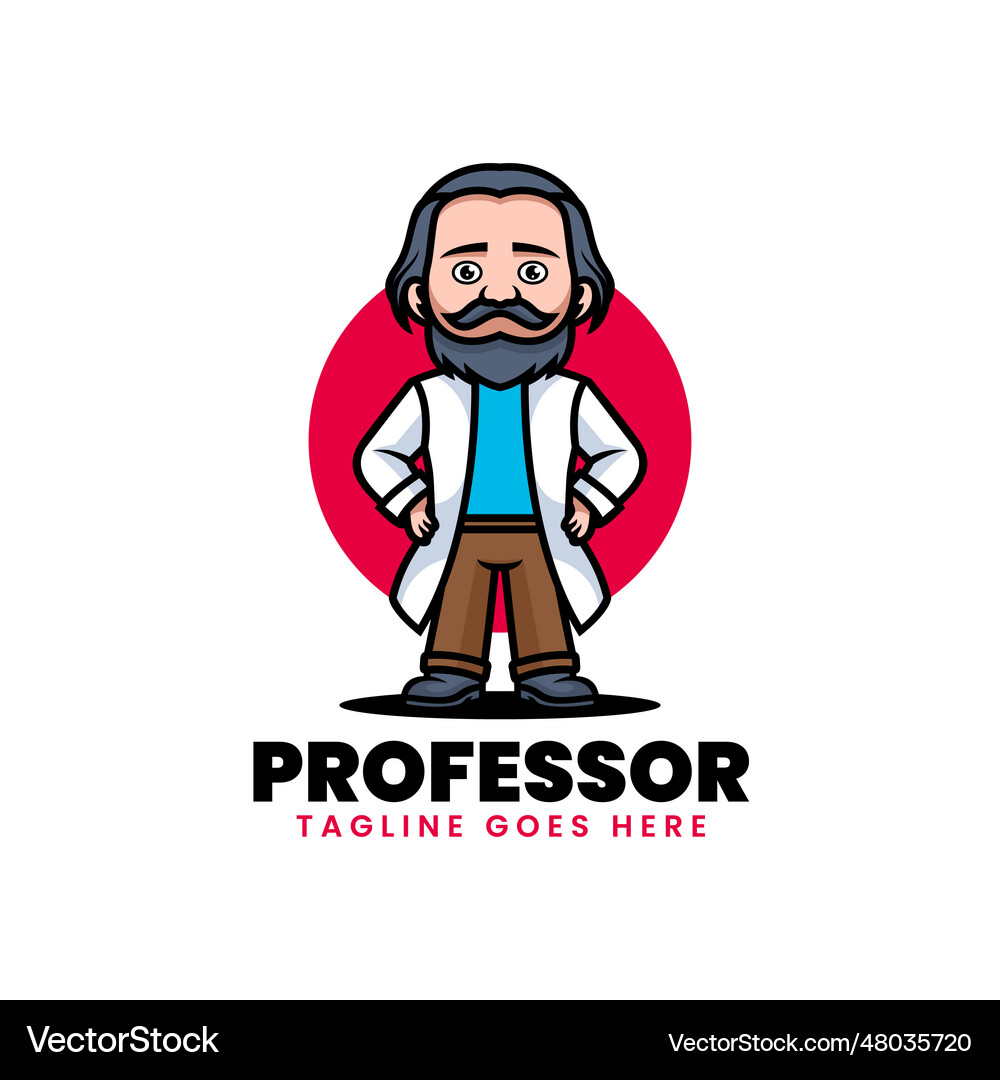 Logo professor mascot cartoon style Royalty Free Vector