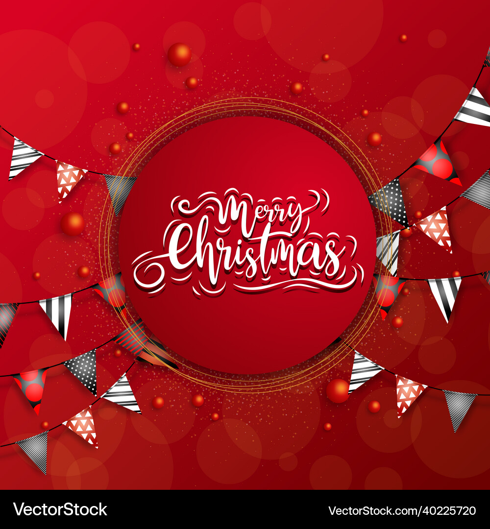 Merry christmas in a circle with multicolored Vector Image