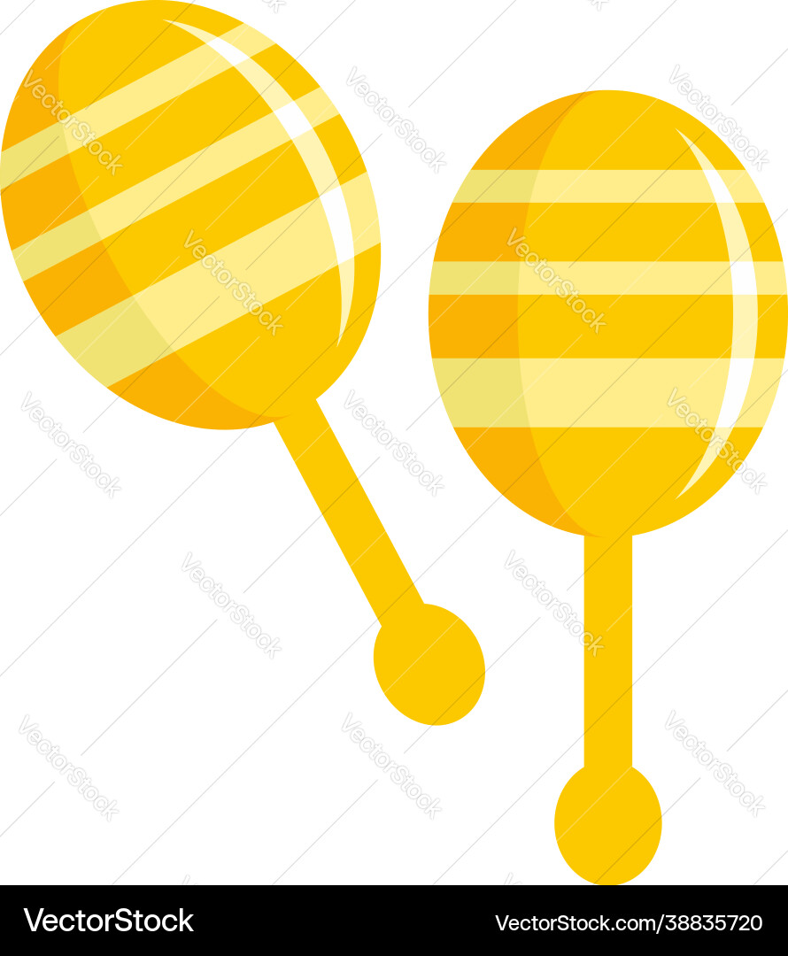 Mexican maracas icon flat isolated Royalty Free Vector Image