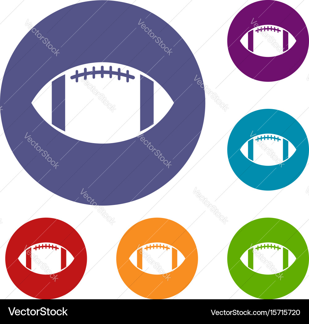 Rugby ball icons set Royalty Free Vector Image