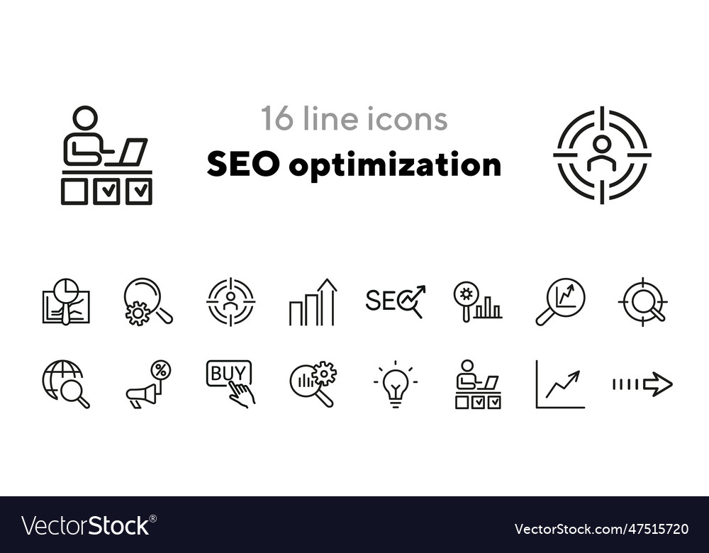 Seo optimization icons Royalty Free Vector Image