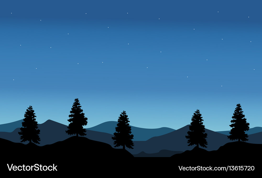 Silhouette tree with blue sky landscape Royalty Free Vector