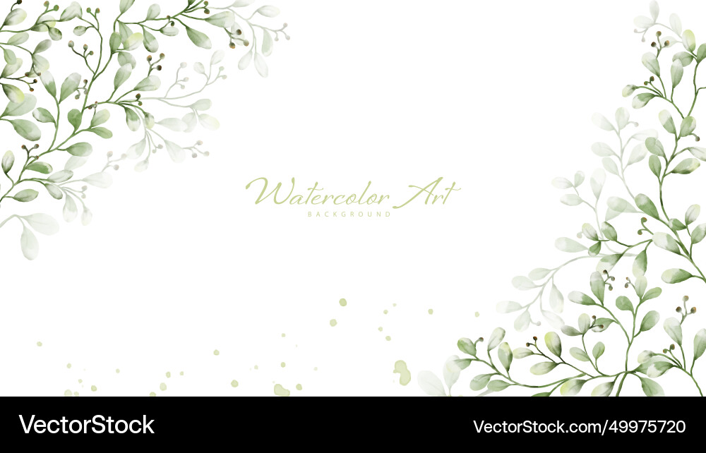 Watercolor green leaves background Royalty Free Vector Image