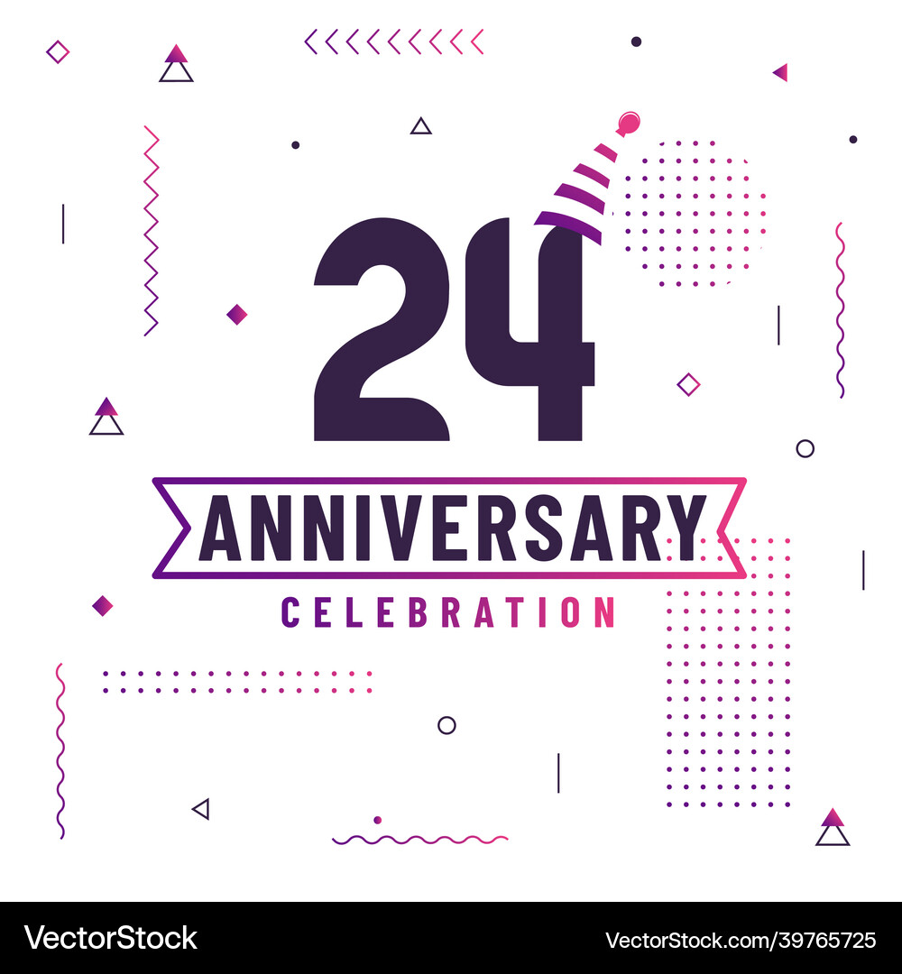 24 years anniversary greetings card Royalty Free Vector
