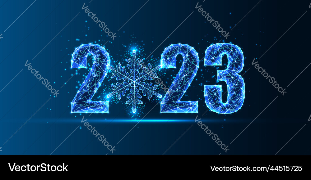 Abstract blue 2023 happy new year digital web Vector Image