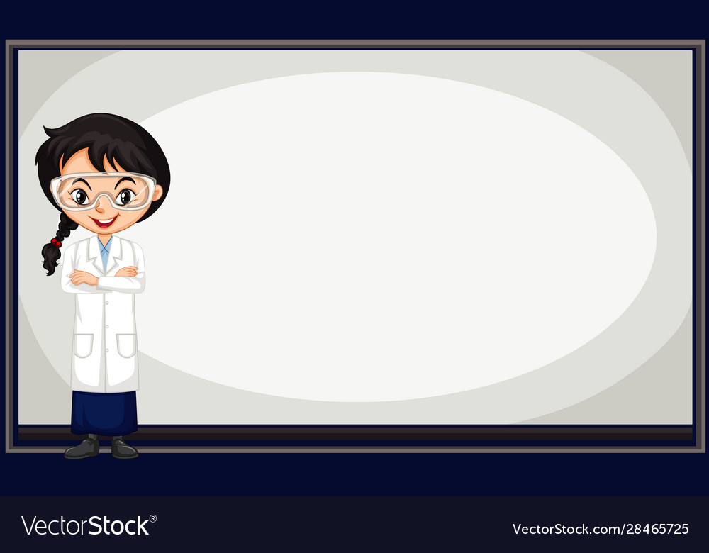 Board template with female scientist standing Vector Image
