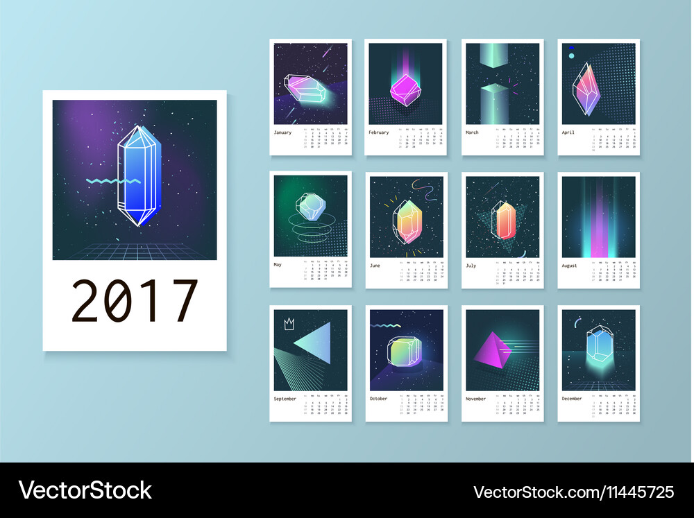 Calendar style with space 80 crystals Royalty Free Vector