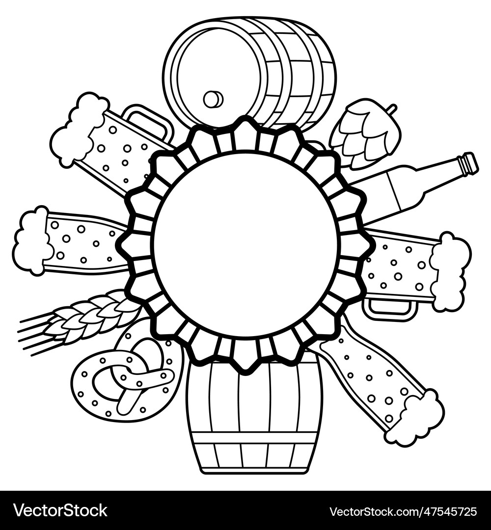 Card with beer objects beer festival Royalty Free Vector
