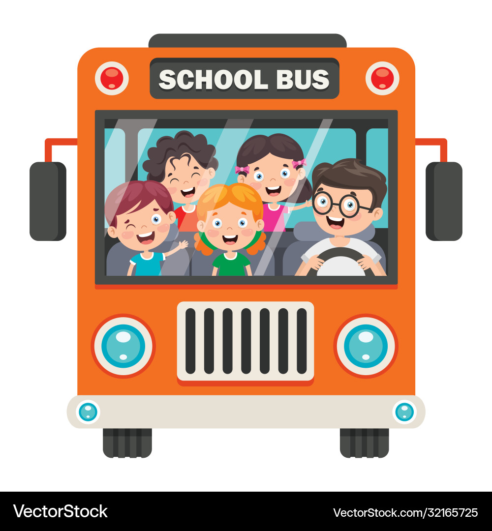 Children and school bus Royalty Free Vector Image