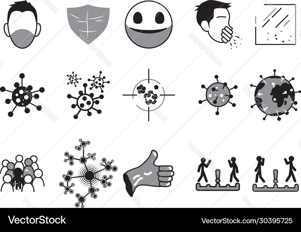 Covid19-19 coronavirus icon set Royalty Free Vector Image