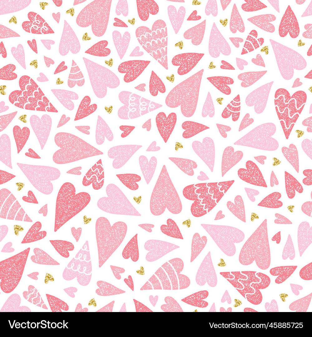 Cute hand drawn hearts seamless pattern lovely Vector Image