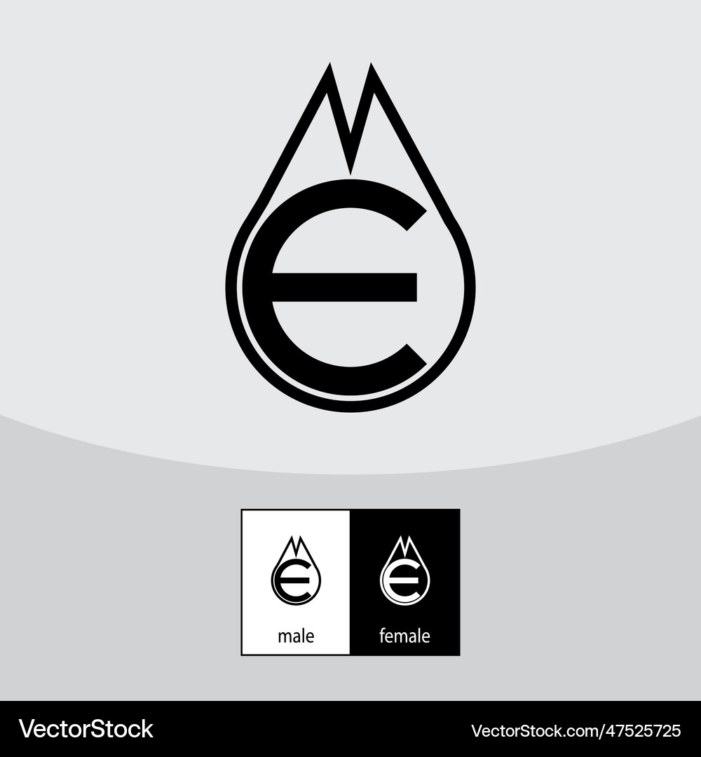 E and m letter logo black color Royalty Free Vector Image