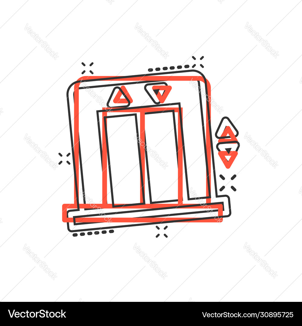 Elevator icon in comic style lift cartoon Vector Image