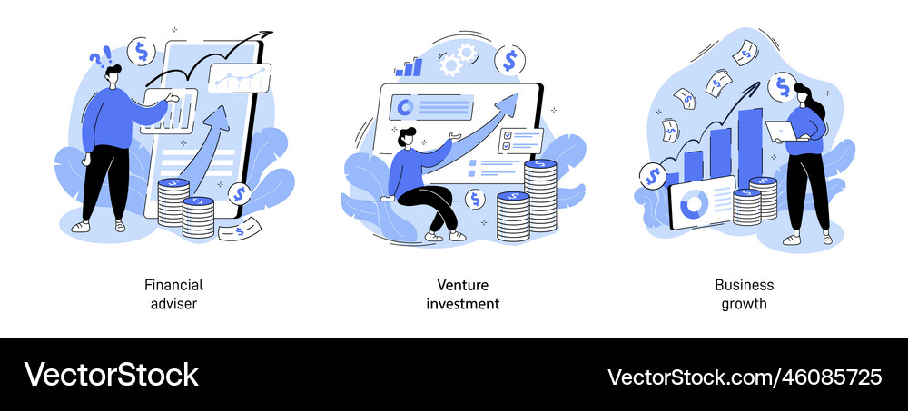 Finance Growth Investment Set Royalty Free Vector Image
