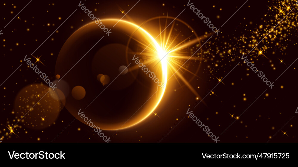 Golden light flare effect on black background Vector Image