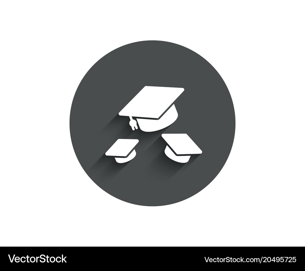 Graduation caps simple icon education sign Vector Image