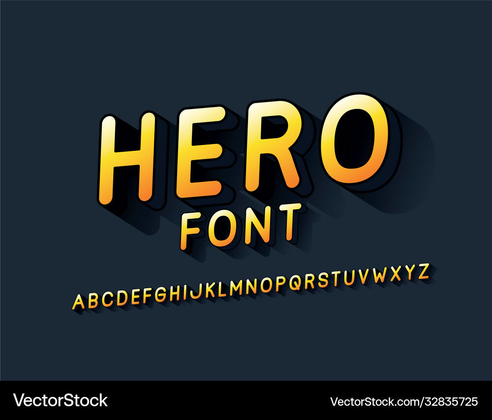 Hero font and alphabet design Royalty Free Vector Image
