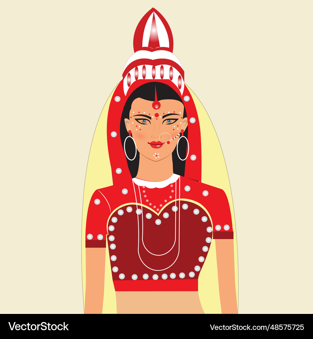 Image of bengali bride for wedding Royalty Free Vector Image