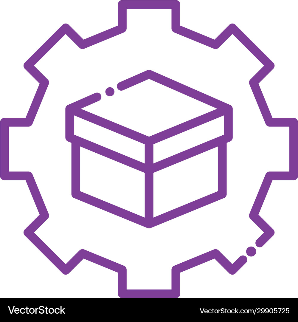 Isolated delivery box inside gear line style icon Vector Image