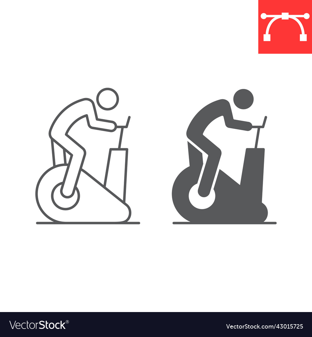Person riding exercise bike line and glyph icon Vector Image