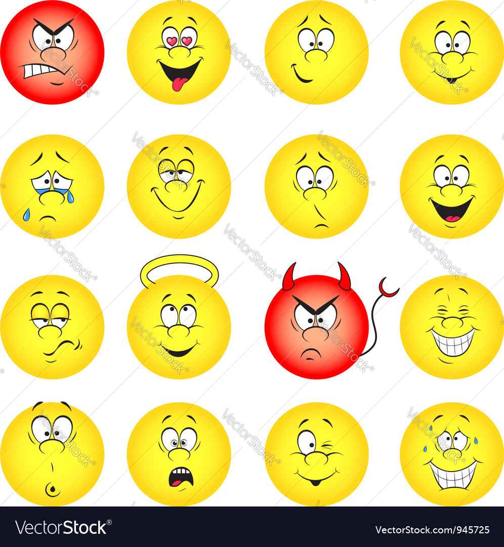 Smileys collection Royalty Free Vector Image - VectorStock
