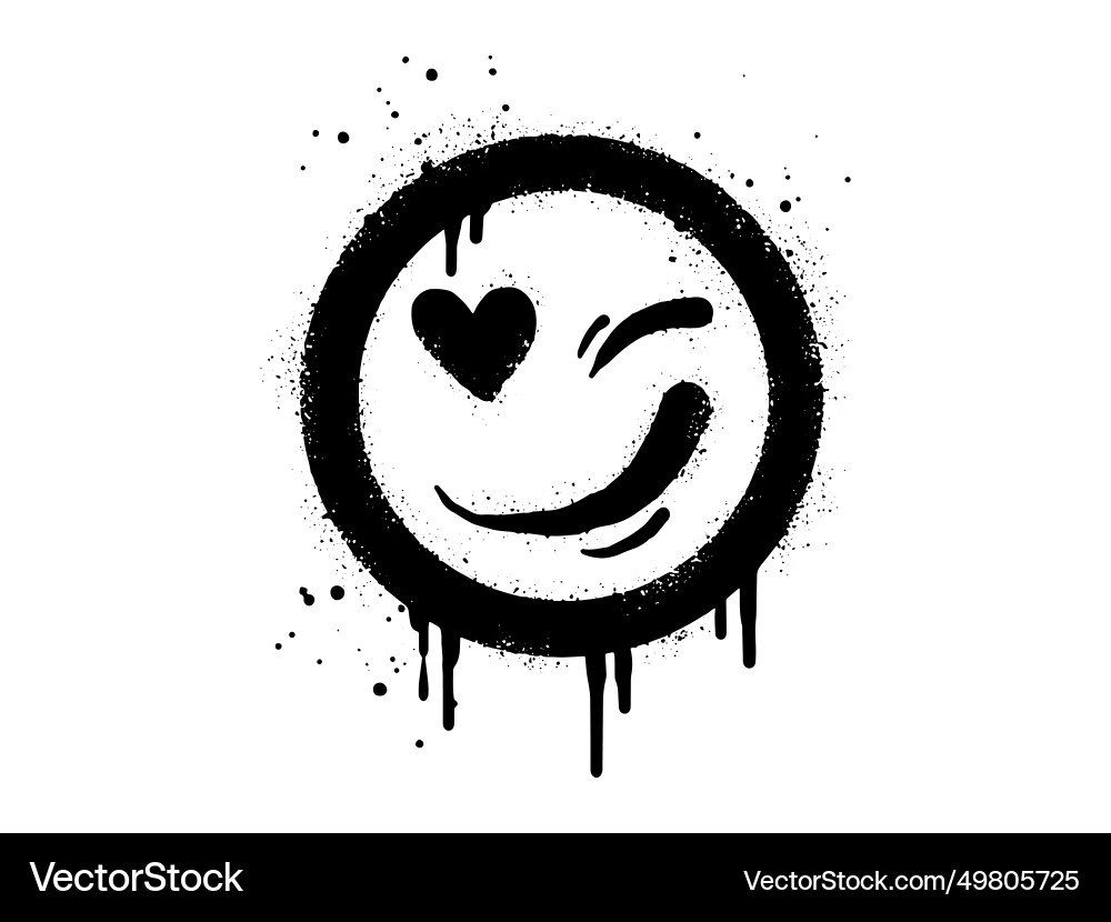 Smiling face emoticon character spray painted Vector Image