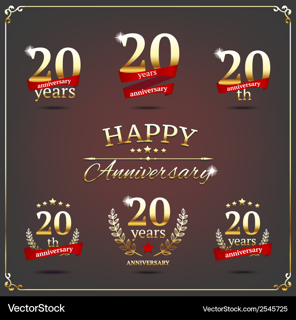 Twenty years anniversary signs collection Vector Image