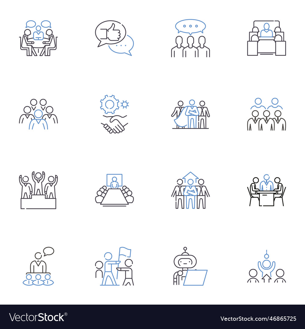 Unity line icons collection integration Royalty Free Vector