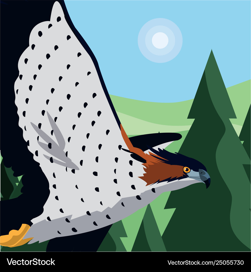 Beautiful hawk flying majestic bird Royalty Free Vector