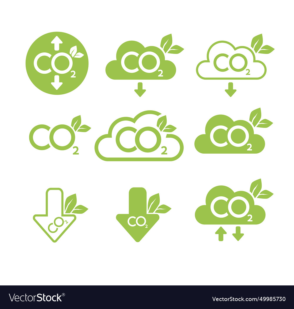 Co2 neutral icon set carbon gas emission Vector Image