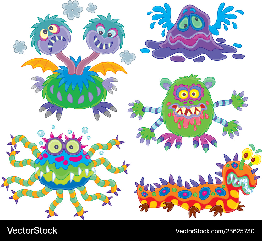 Collection of amusing and terrible toy monsters Vector Image