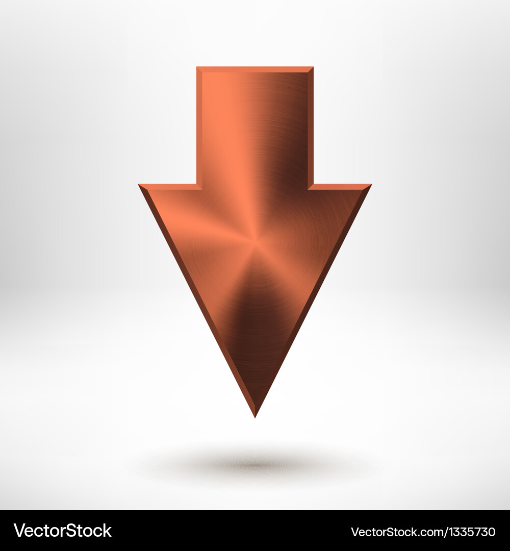 Down Arrow Sign with Bronze Metal Texture Vector Image