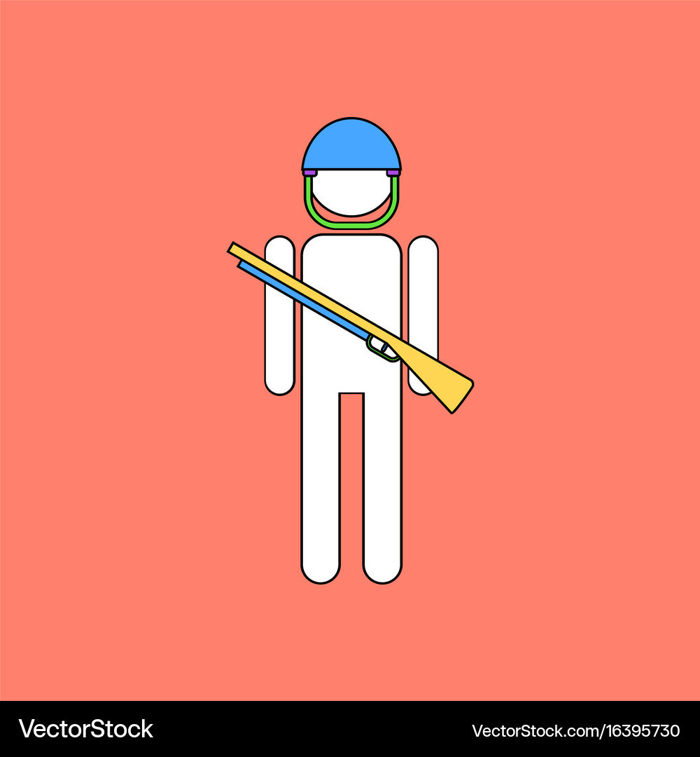 Flat icon design collection soldier with gun Vector Image