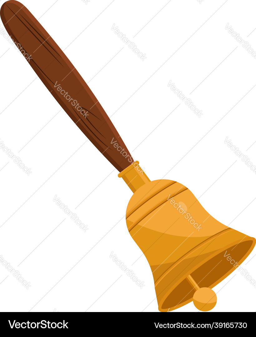 Golden hand bell on white background Royalty Free Vector