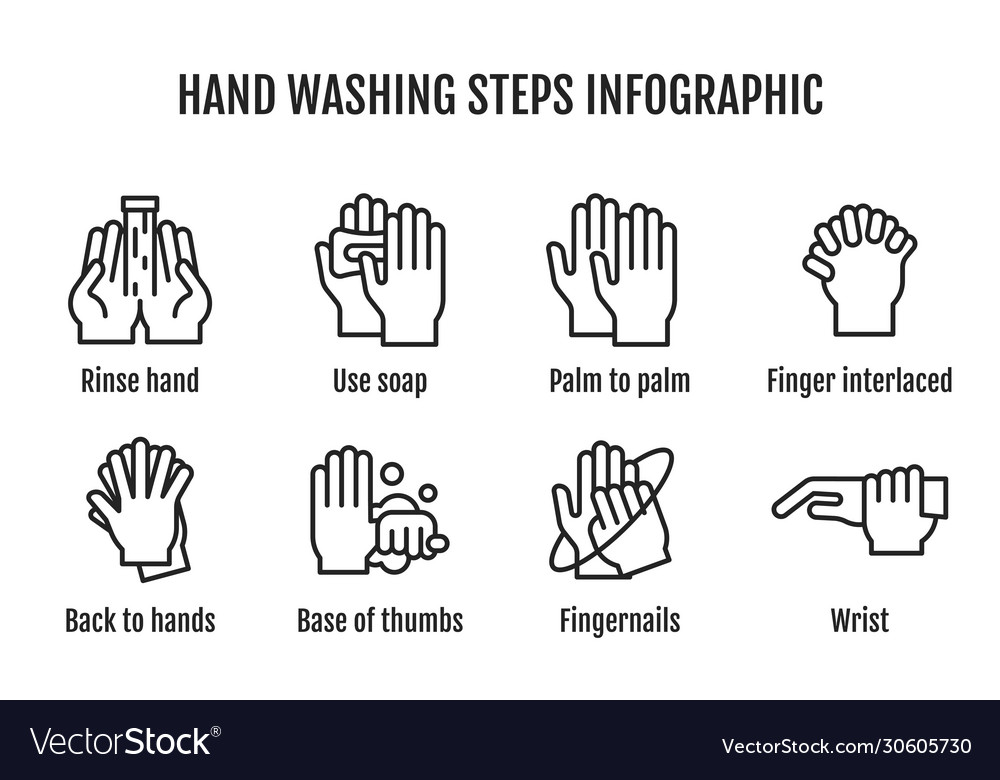 Hand washing steps infographic hand washing icon Vector Image